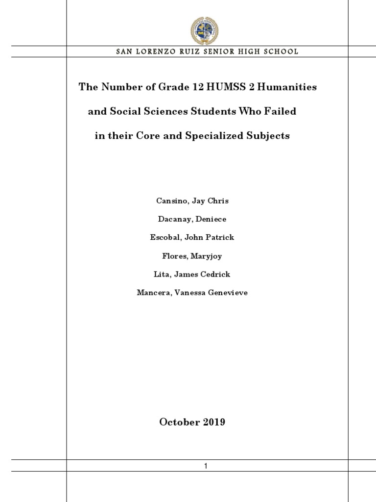 The Number of Grade 12 HUMSS 2 Humanities and Social Sciences Students ...