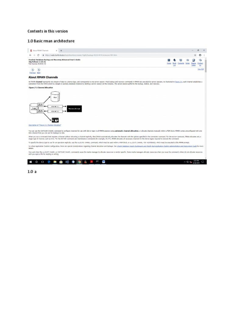Contents in This Version 1.0 Basic Rman Architecture | PDF | Backup ...
