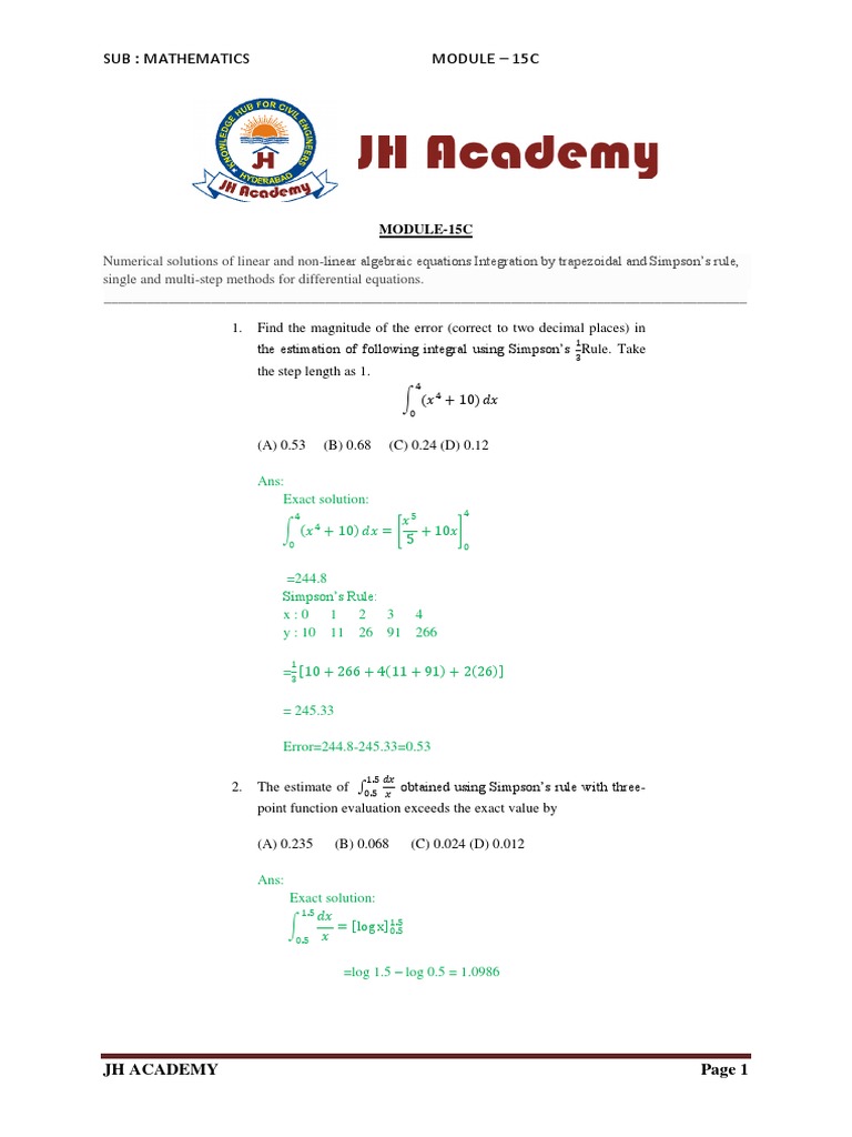 Sub: Mathematics Module - 15C | PDF | Numerical Analysis | Equations