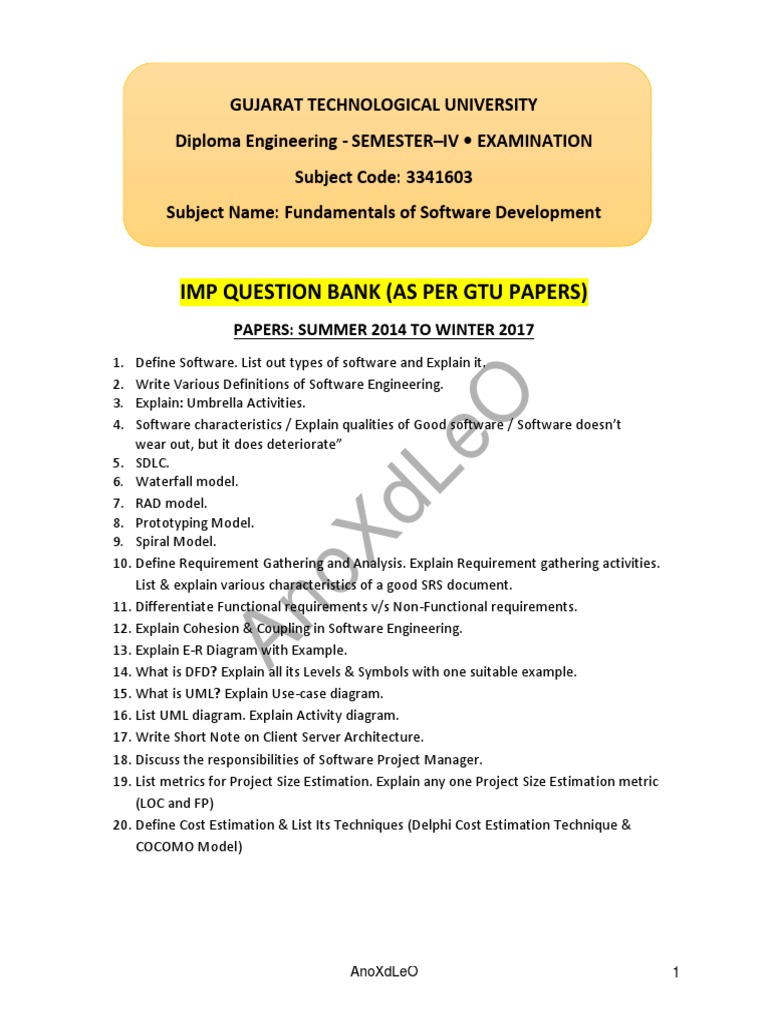 Fsd-Question Bank - Imp (Gtu Papers) | PDF | Information Management | Product Development