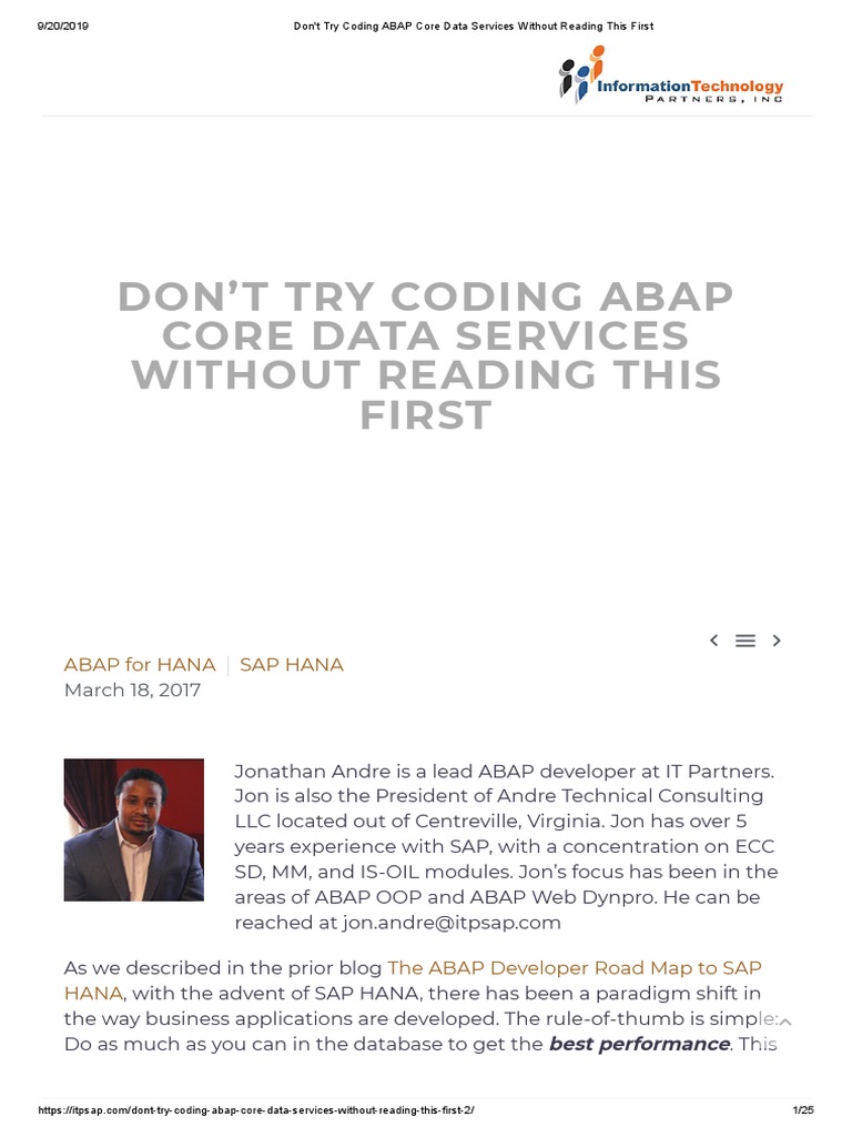 Dont Try Coding Abap Core Data Service Without This | Download Free PDF ... Dont Try Coding Abap Core Data Service Without This | Download Free PDF ...