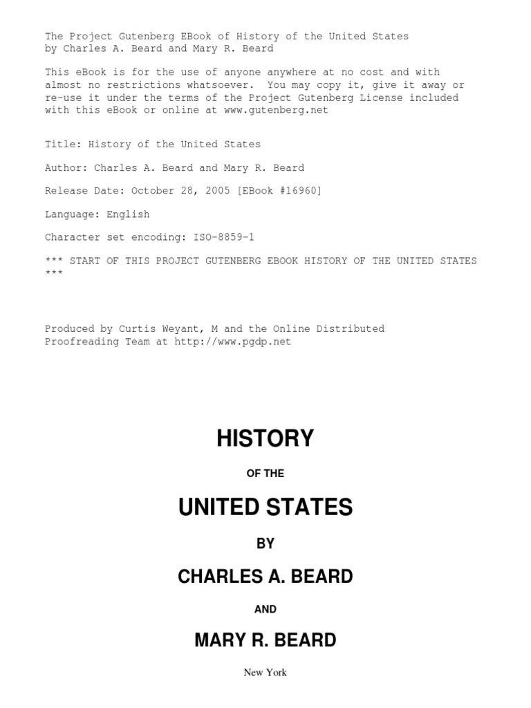 History of The United States Charles A. Beard and Mary R. Beard | PDF ...