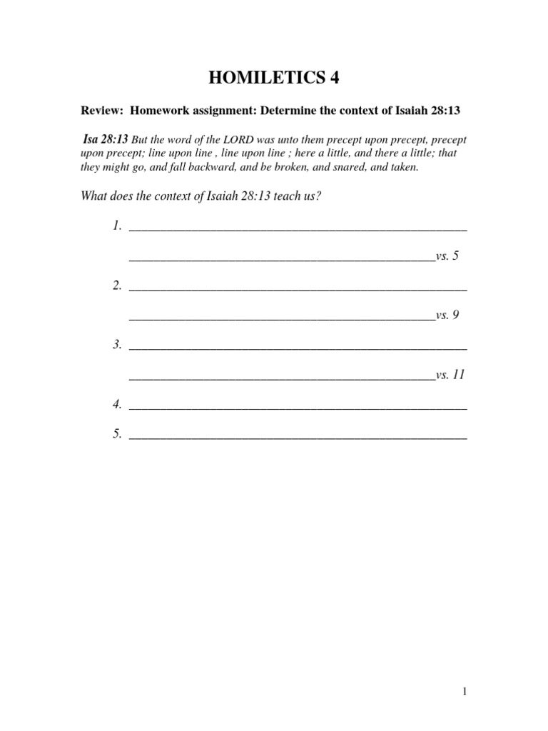 Homiletics 4: Review: Homework Assignment: Determine The Context of ...