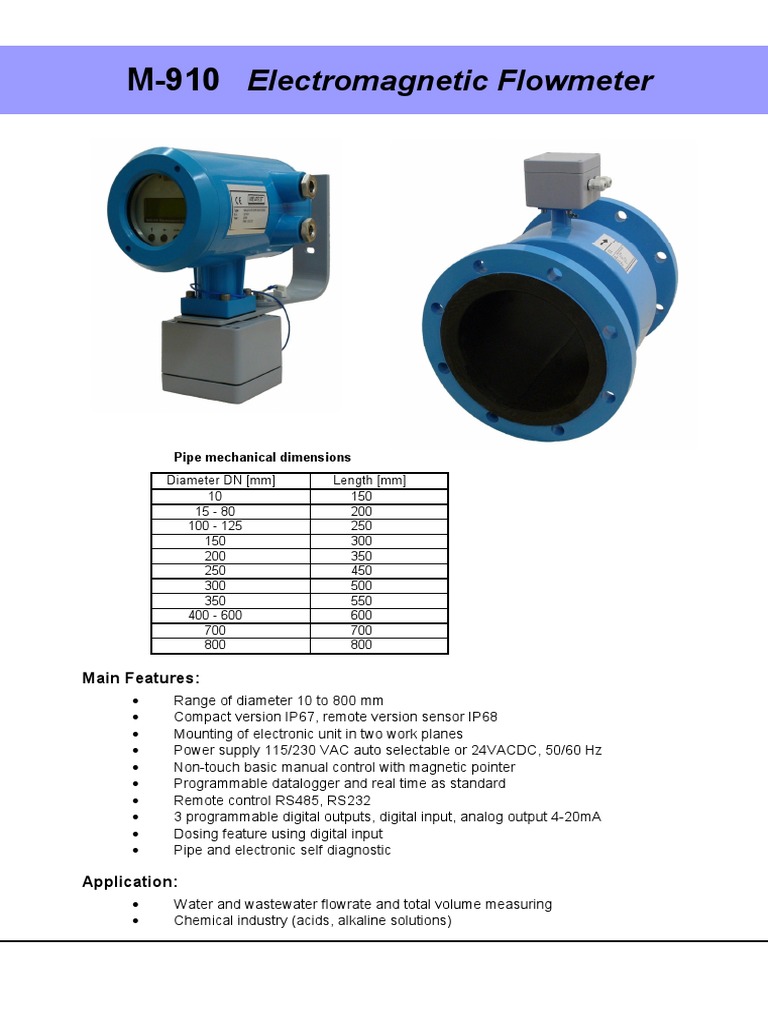 Electromagnetic Flowmeter: Main Features | Download Free PDF | Flow ...