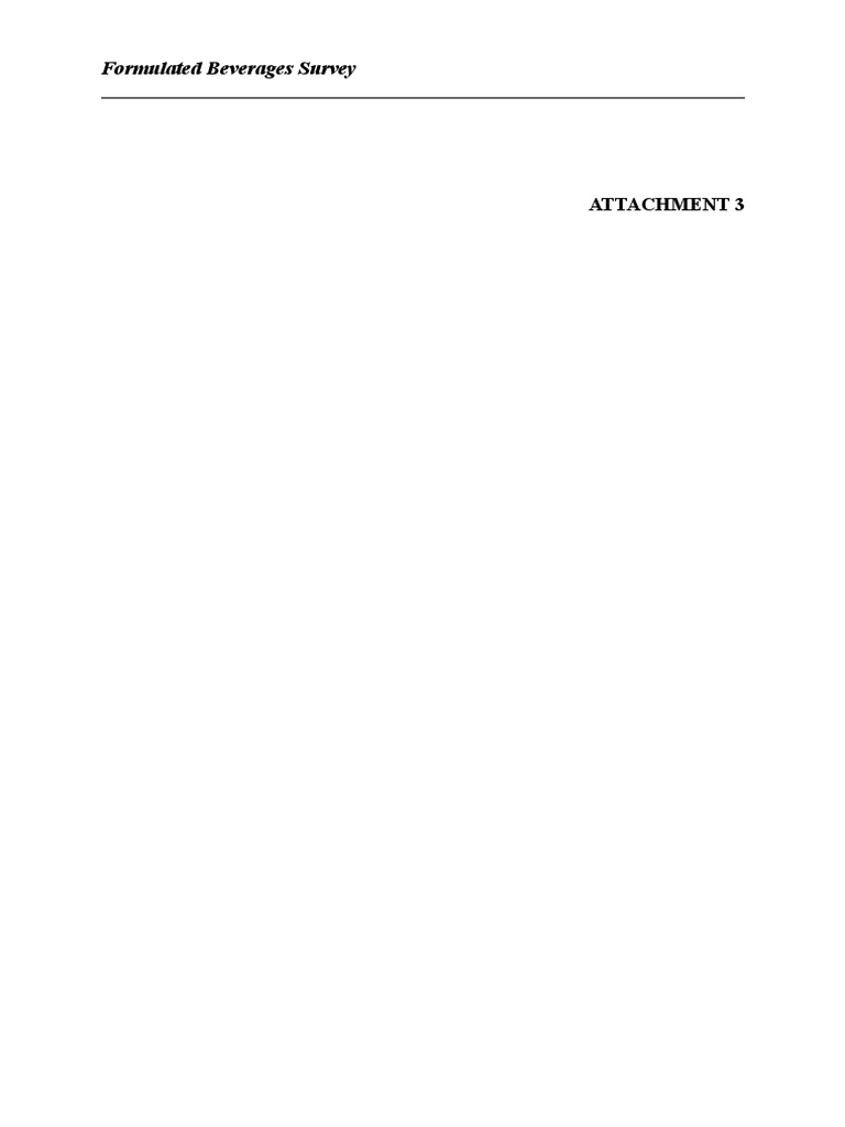 Formulated Beverages Survey: Attachment 3 | PDF | Drink | Soft Drink