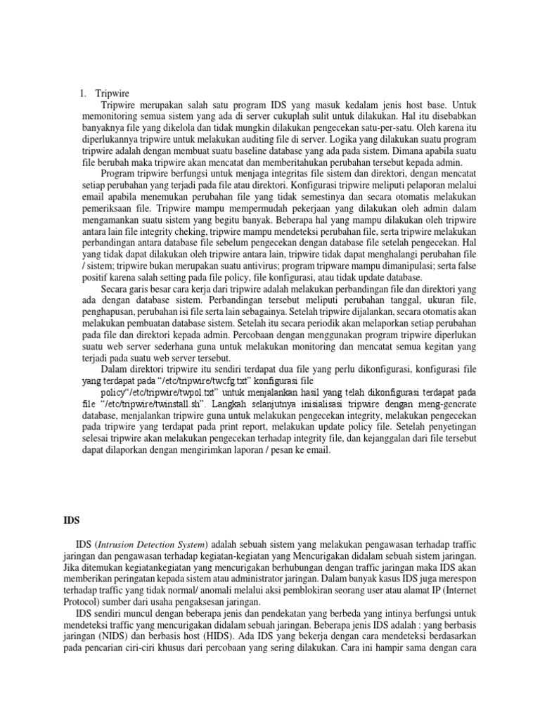 MAKALAH KEAMANAN JARINGAN Tentang Tripwire, PortSentry Dan Email Security | PDF