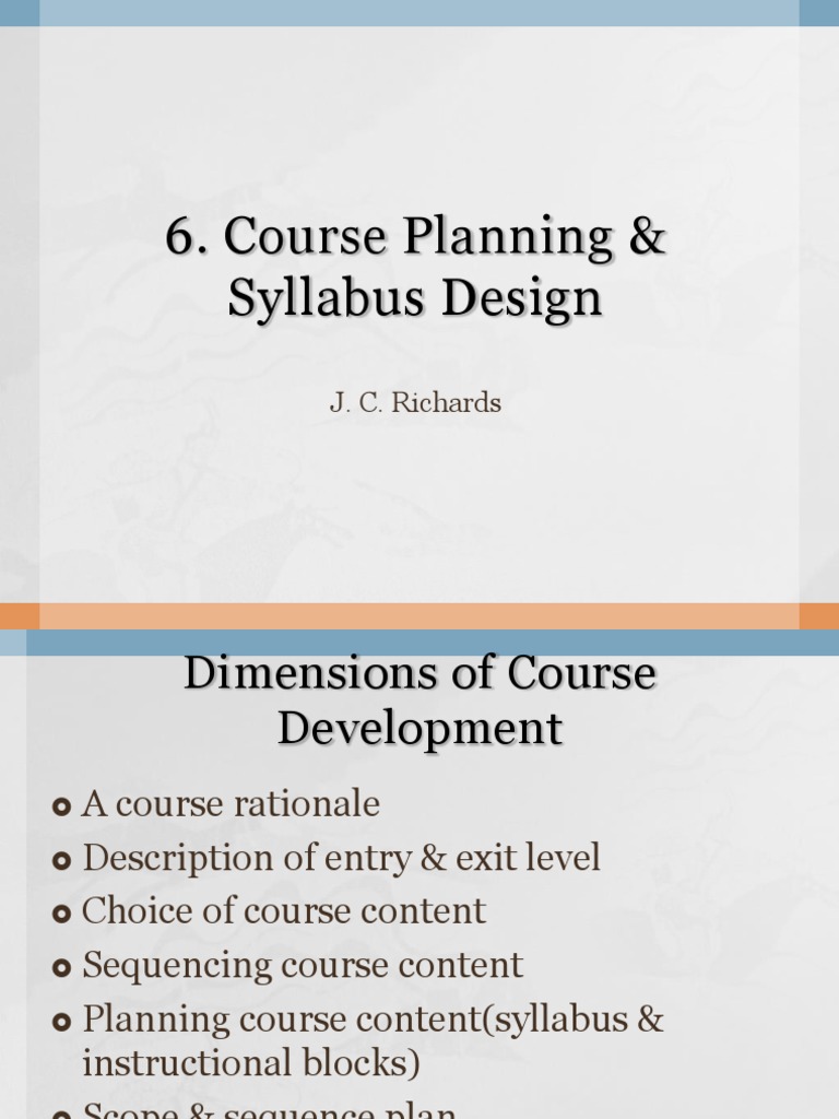 Chap6. Course Planning & Syllabus Design | PDF | Second Language ...