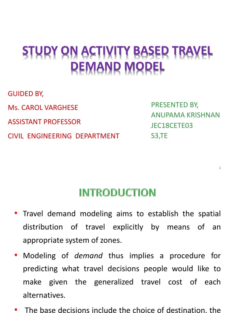 Study On Activity Based Travel Demand Model | PDF | Mathematical Model | Science