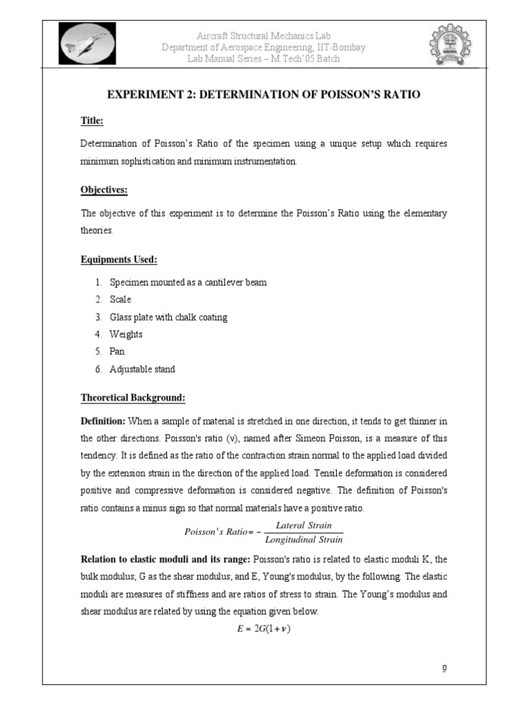 Experiment 2: Determination of Poisson'S Ratio: Title | PDF | Young's ...