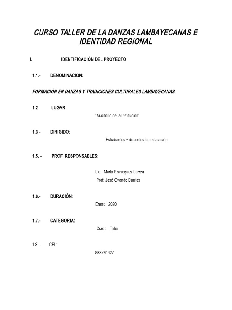 Proyecto de Danzas 2019 | PDF | Bailes | Folklore