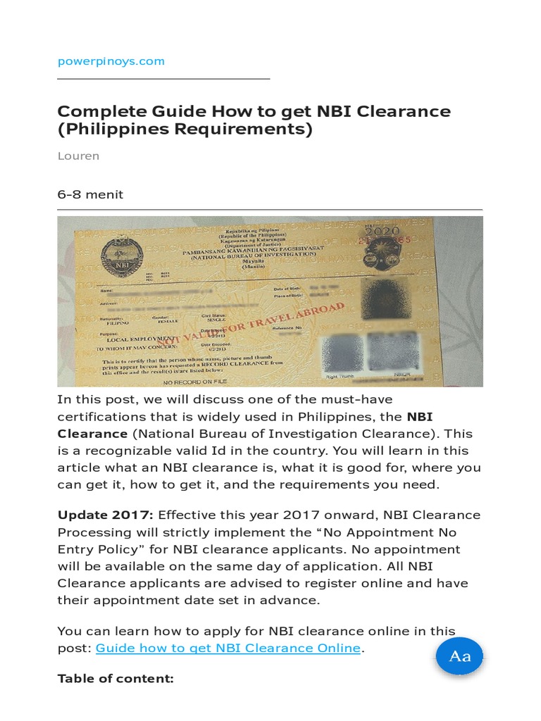 Complete Guide How To Get Nbi Clearance Philippines Requirements