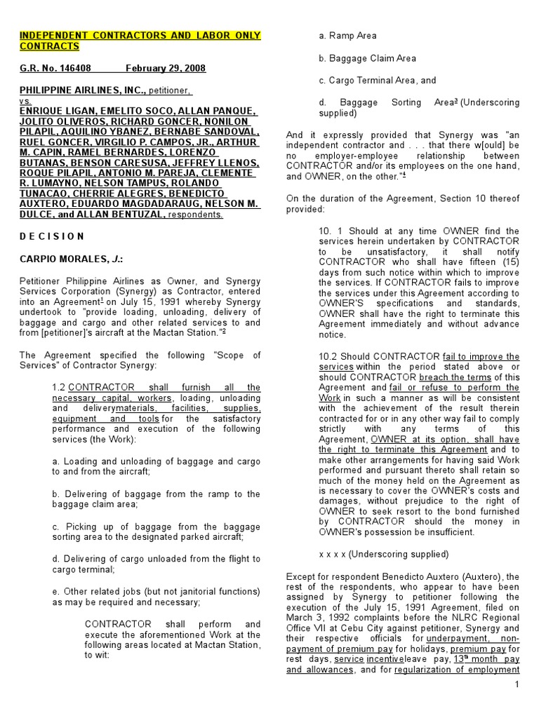 Independent Contractors and LOC Cases | PDF | Independent Contractor ...