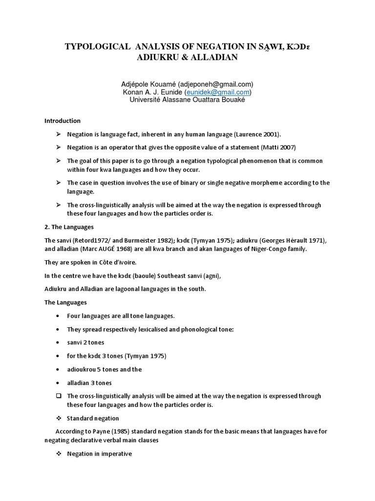 Negation | PDF | Question | Syntax