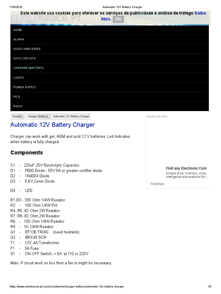 Automatic 12V Battery Charger | PDF | Battery Charger | Resistor