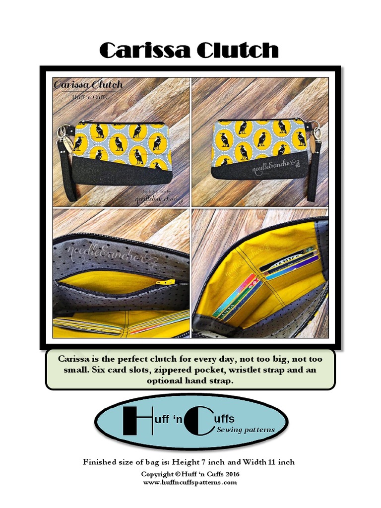 HuffnCuffs Huff+'n+Cuffs+Carissa+Clutch+V2 251513 | PDF | Seam (Sewing ...
