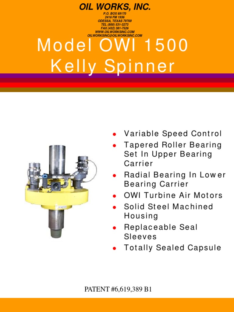 Kelly-Spinner OWI 1500 | PDF | Bearing (Mechanical) | Valve