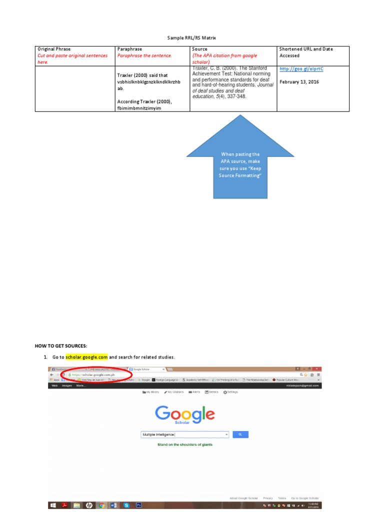 Thesis Sample RRL Matrix | PDF