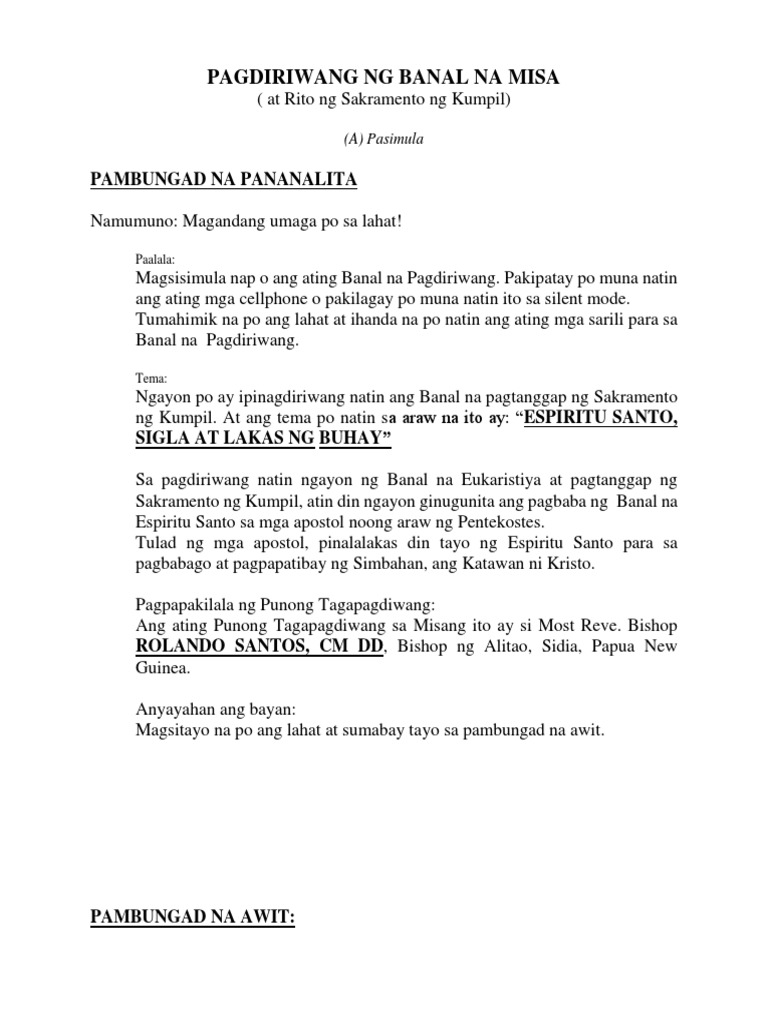 Kumpil Rites 2014 | PDF