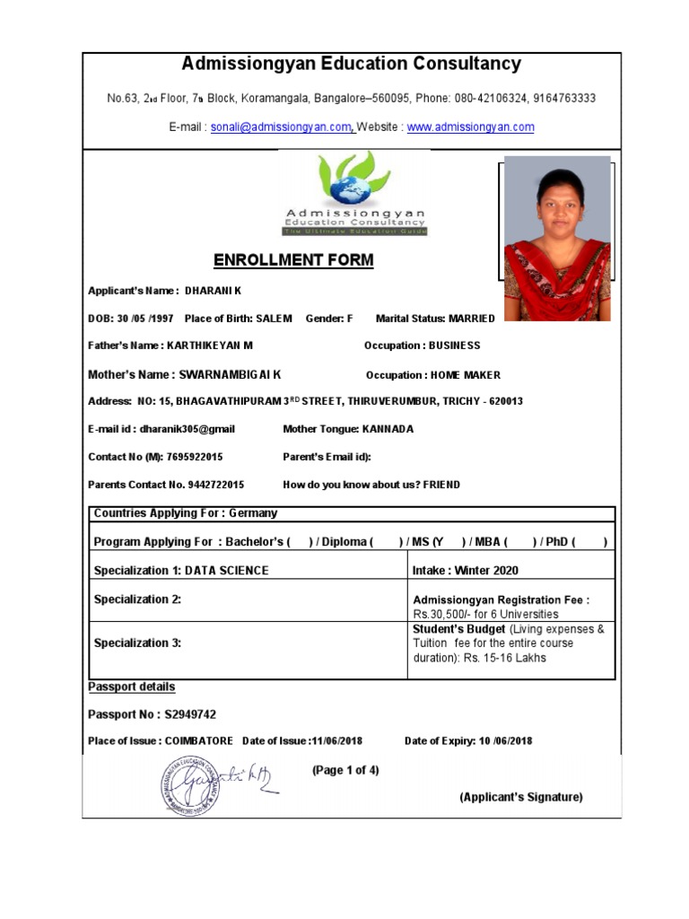 Enrollment Dharani PDF | Download Free PDF | University And College ...
