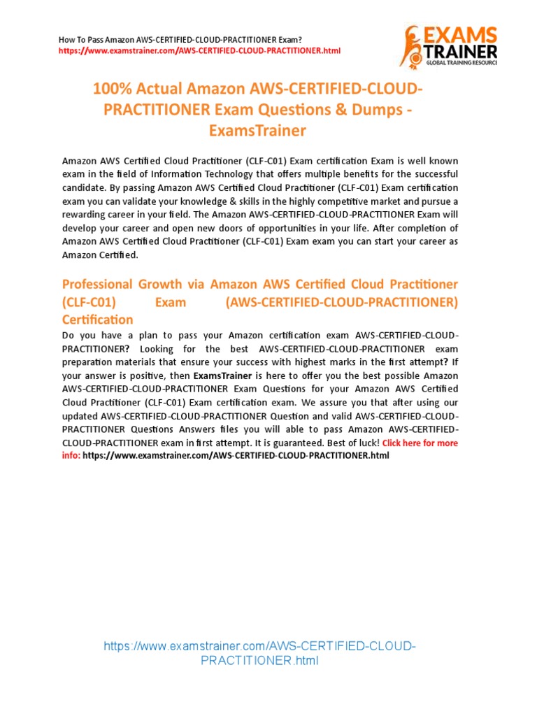 Latest Amazon AWS-Certified-Cloud-Practitioner Dumps Questions | PDF ...