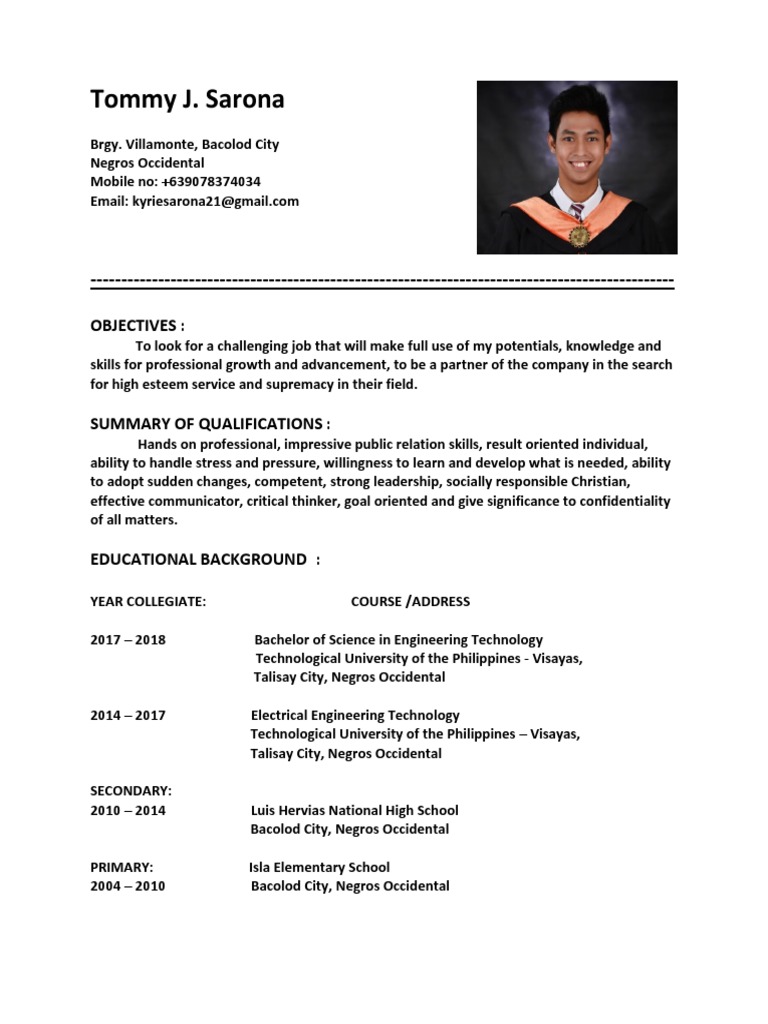 A Detailed Resume and Cover Letter for a Field Technician Position ...