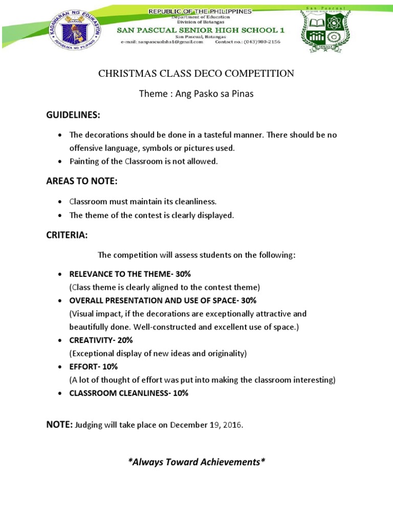 Christmas Class Deco Competition | PDF