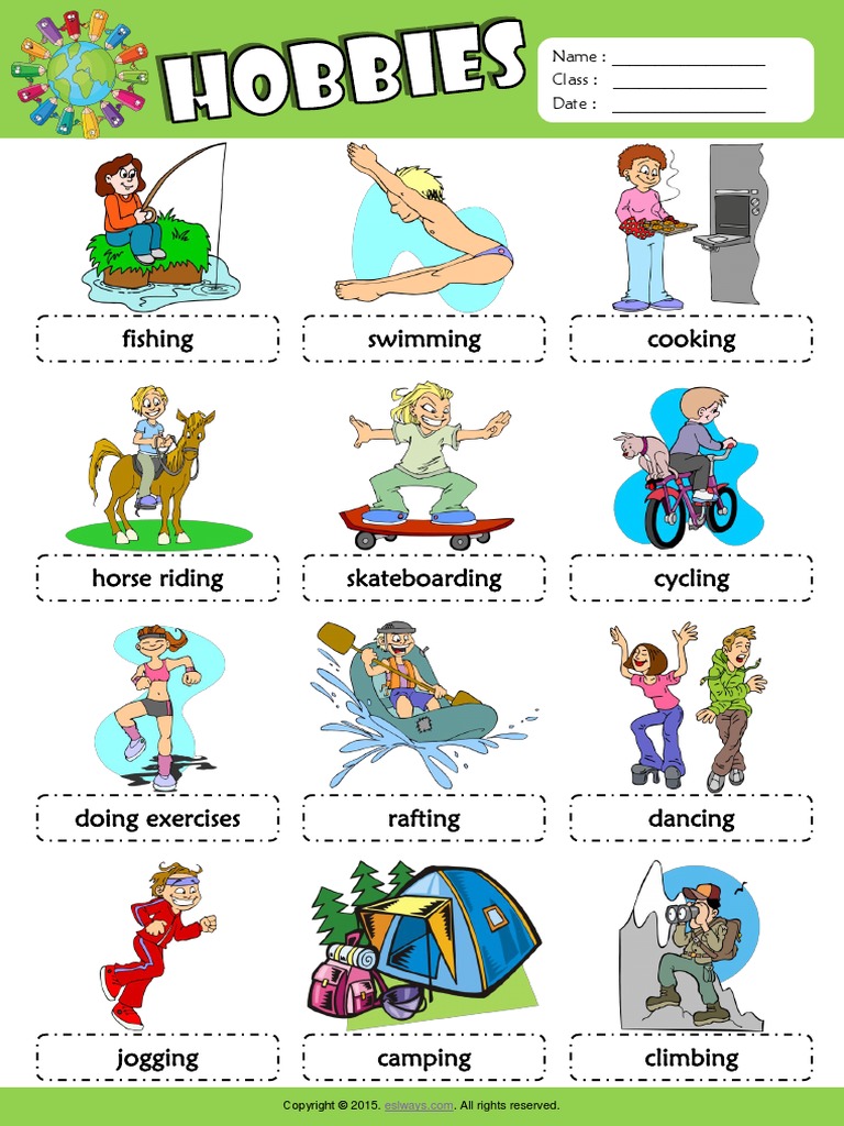 Hobbies Esl Picture Dictionary For Kids PDF | PDF