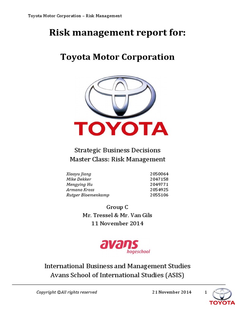 Risk Management Report Toyota PDF | PDF | Risk Management | Toyota