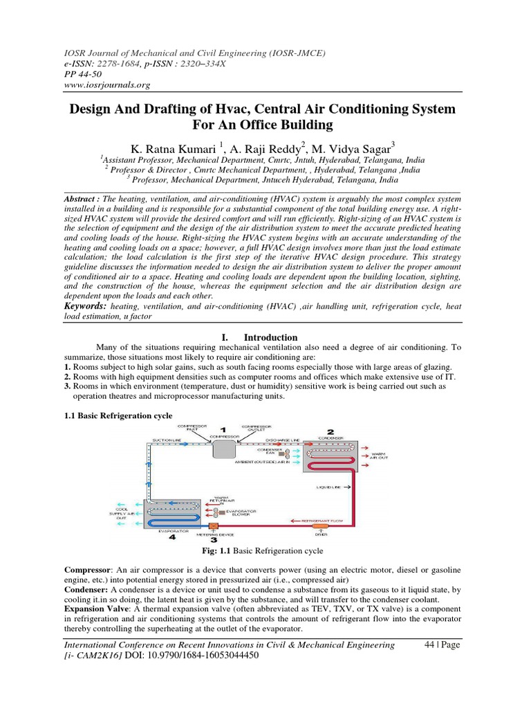 Design and Drafting of Hvac, Central Air Conditioning System For An ...
