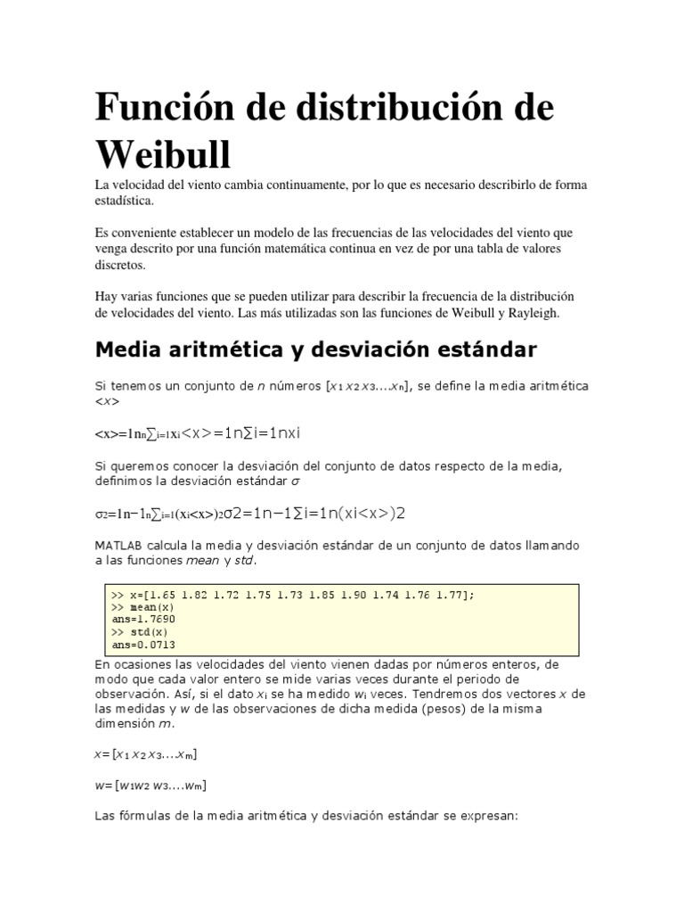 Función de Distribución de Weibull | PDF | Desviación Estándar ...
