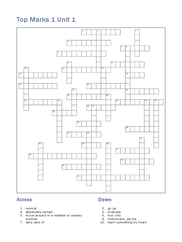 Top Marks 1 Unit 1: Across Down | PDF