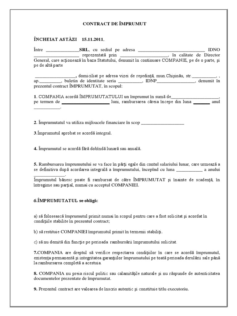 Contract Imprumut Model | PDF