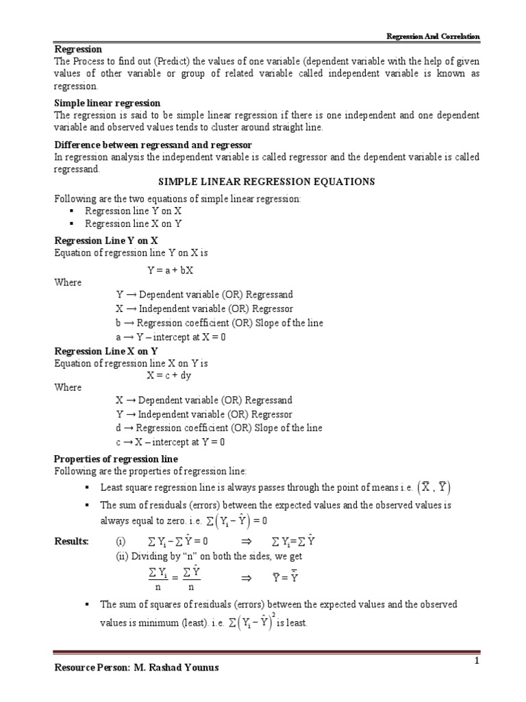 Reg & Corr (With Numercials) PDF | PDF | Regression Analysis | Correlation And Dependence