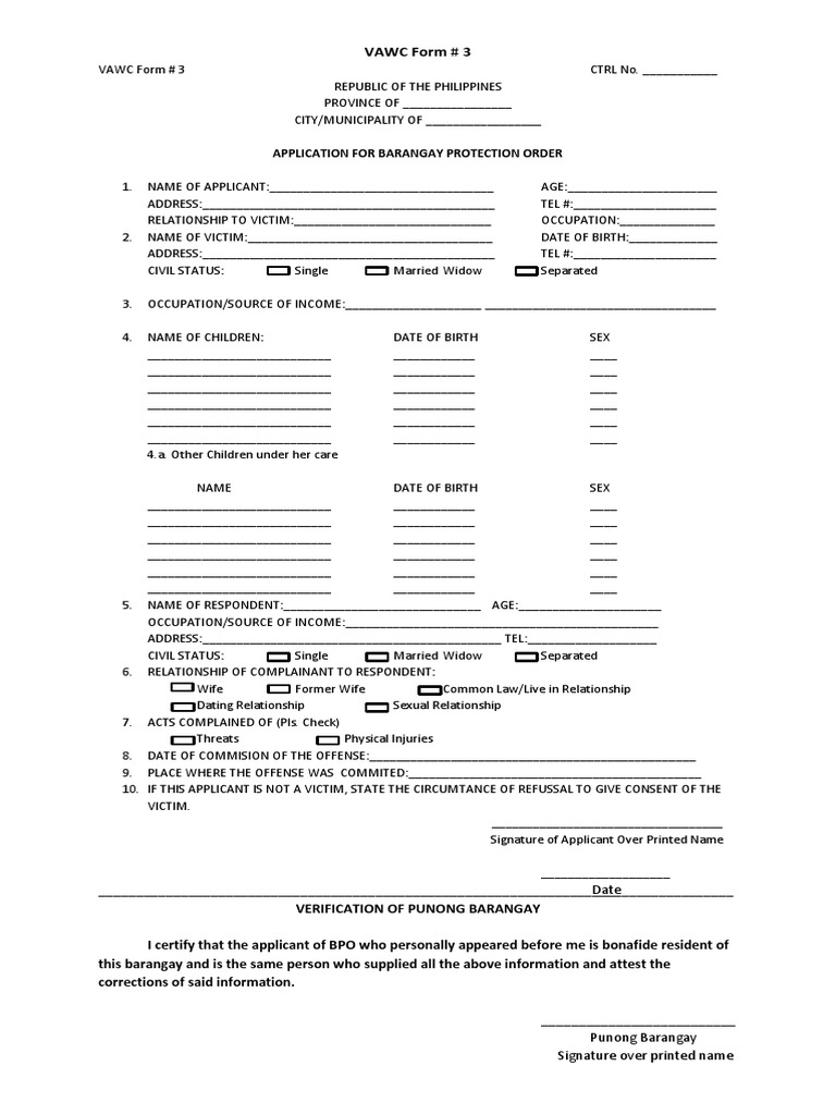 Vaw Form Complete | PDF | Violence | Rape