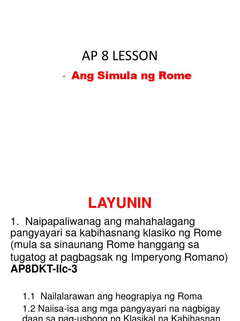 Ap 8 Lesson Simula NG Rome | PDF