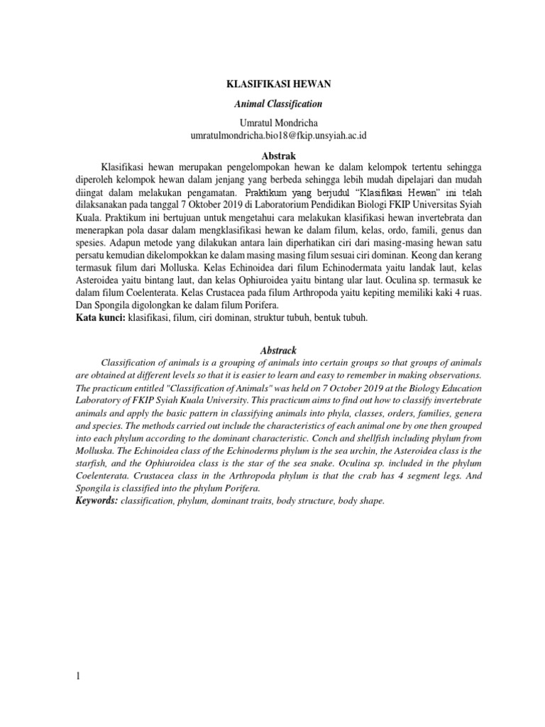 Laporan Praktikum Zoologi Invertebrata | PDF