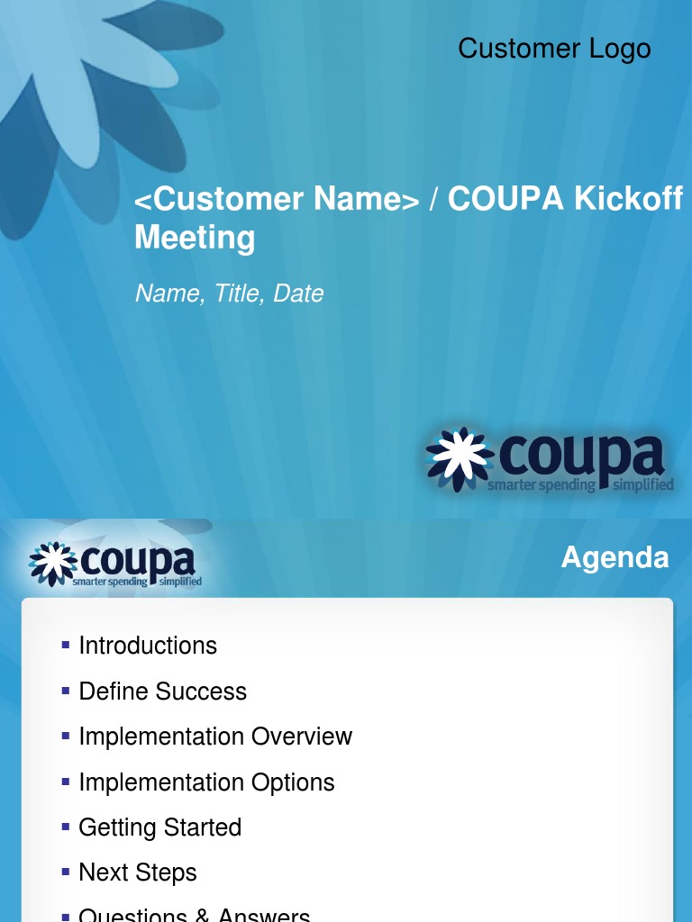Coupa Kickoff Meeting Template | PDF | Receipt | Invoice