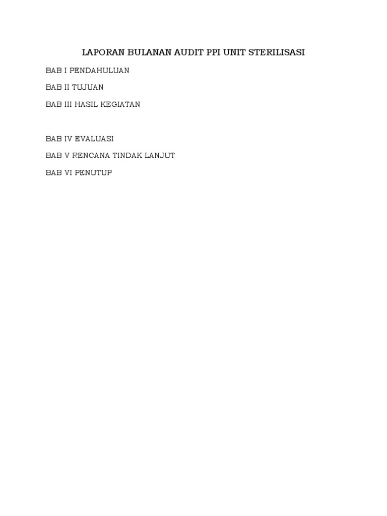 Laporan Bulanan Audit Ppi Unit Sterilisasi | PDF