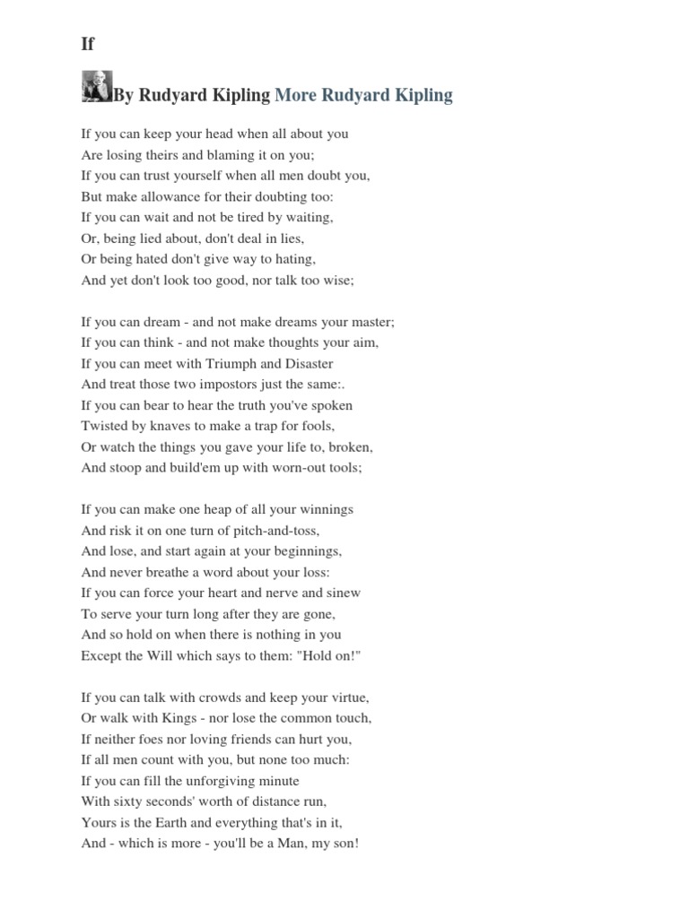 If Poem | PDF | Rudyard Kipling