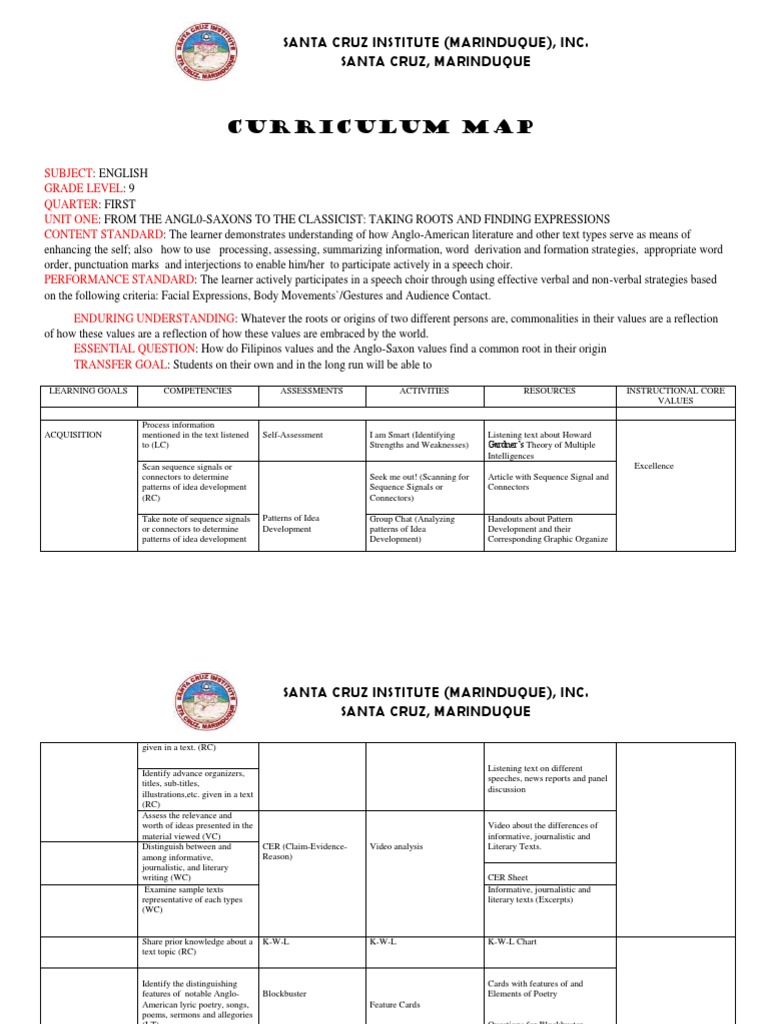 Curriculum Map | PDF | Curriculum | Poetry