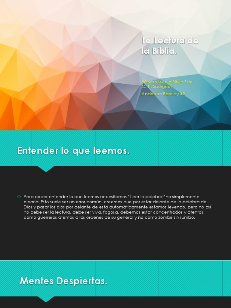 La Lectura de La Biblia - Powerpoint | PDF | Biblia | espíritu Santo