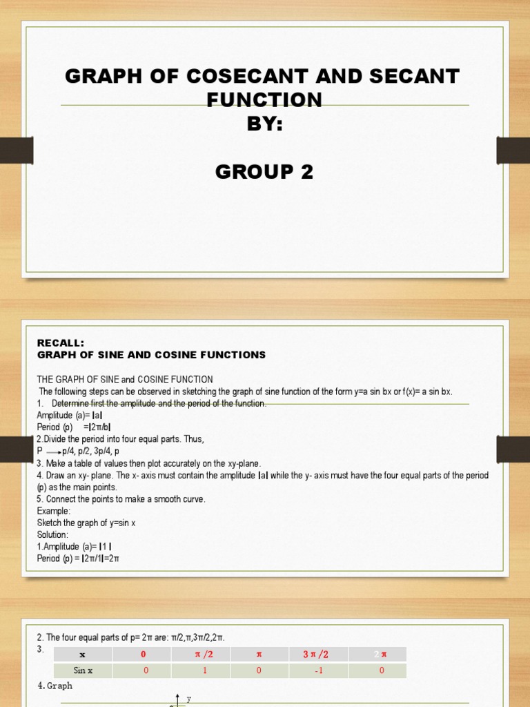 Graph of Cosecant and Secant Function BY: Group 2 | PDF | Trigonometric ...
