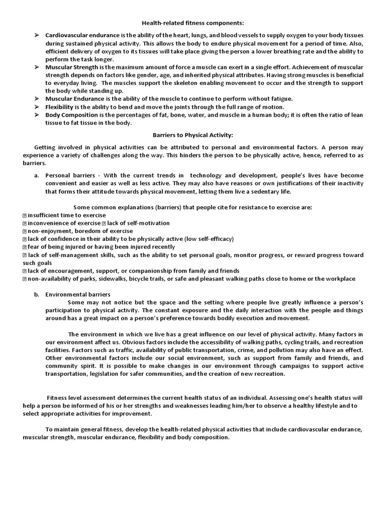 Health Related Components | PDF | Physical Fitness | Muscle