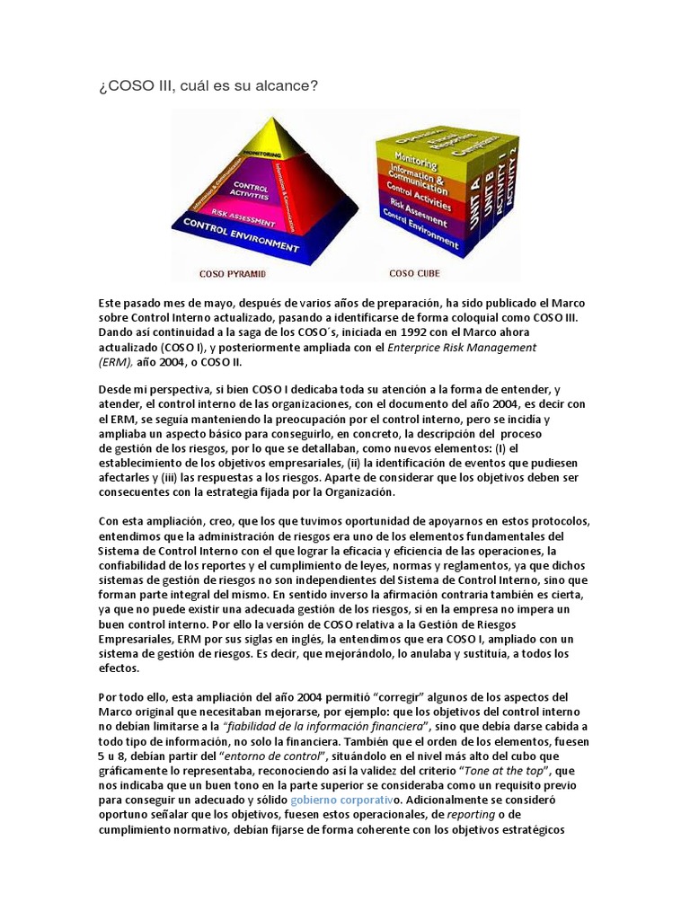 Modelo Coso Iii | PDF | Ingeniería de confiabilidad | Responsabilidad