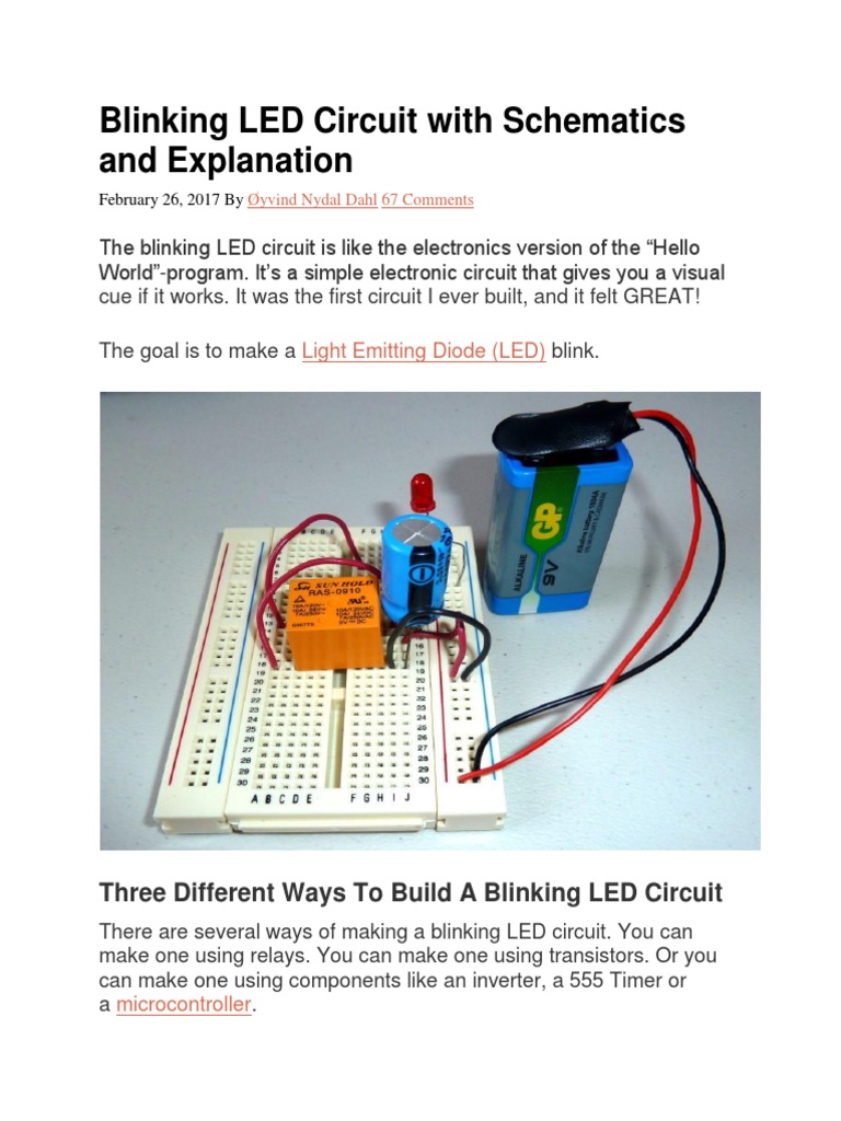 Blinking LED Circuit With Schematics and Explanation | PDF | Components ...