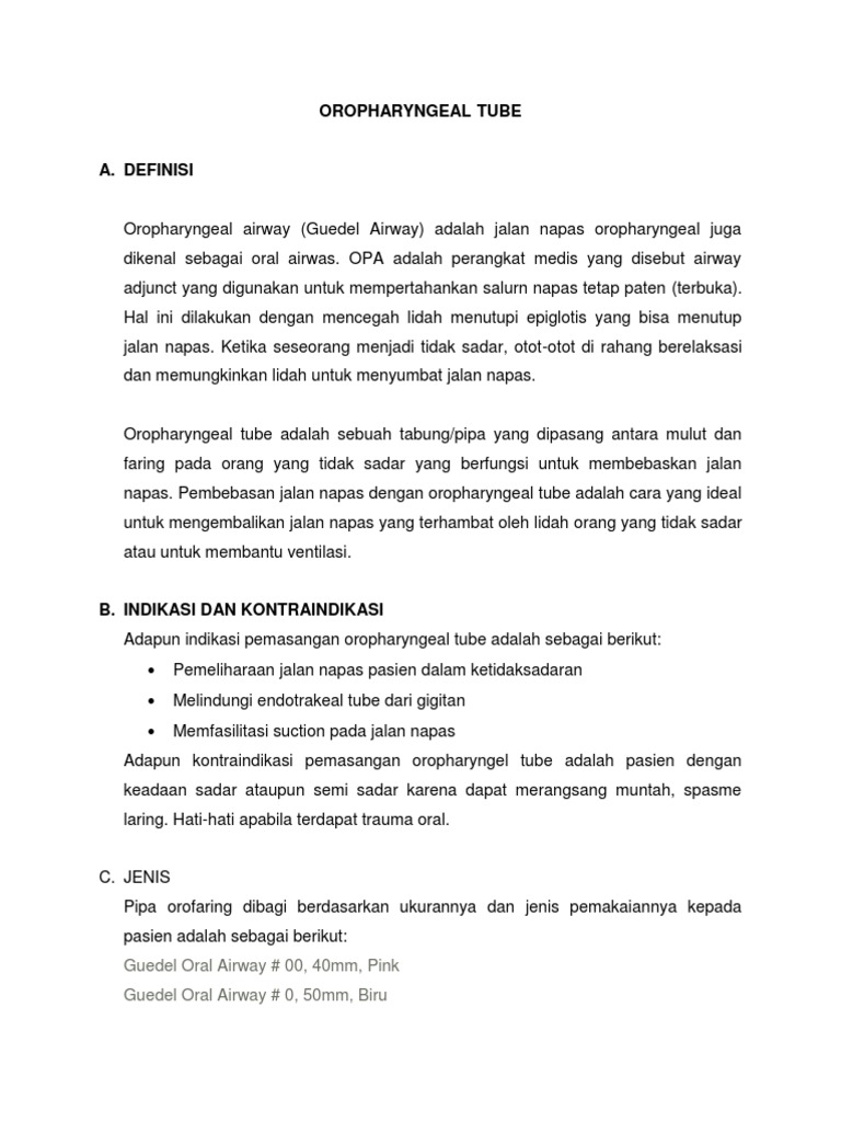 2 Oropharyngeal Tube | PDF