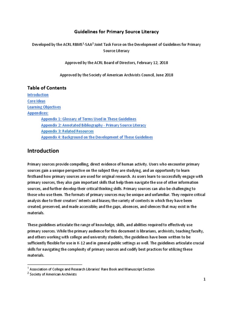 Primary Source Literacy2018 | PDF | Information Literacy | Primary Sources