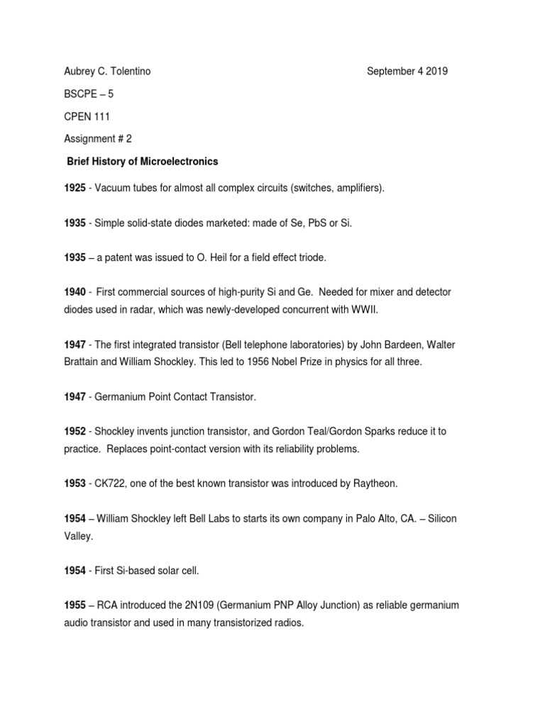History of Microelectronics | Download Free PDF | Transistor ...