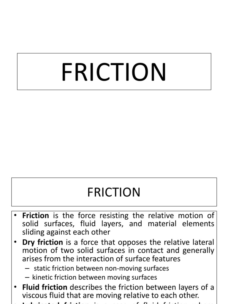 Friction Note For Engineering | PDF | Friction | Force