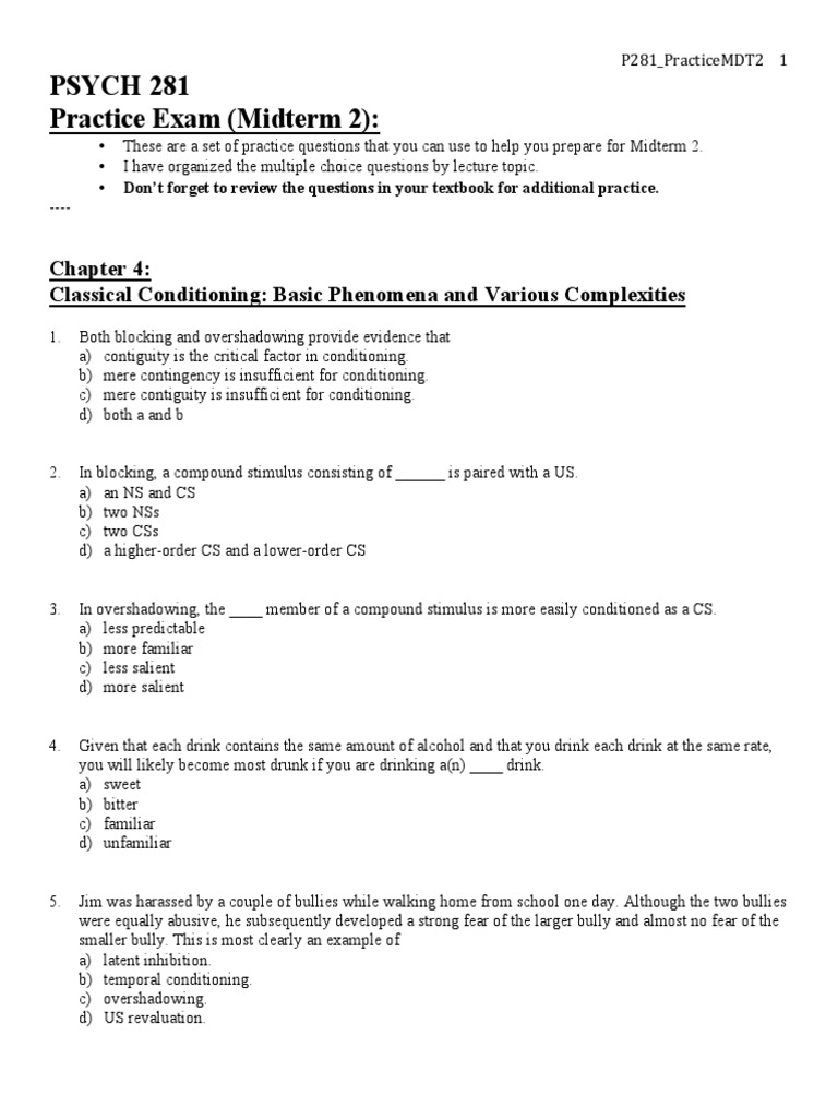 Accounting 281 Practice Final Exam | PDF | Classical Conditioning ...